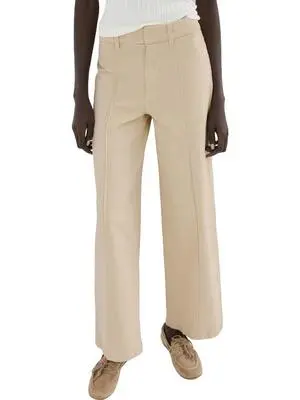 Mango Seamed High-waist Wide-leg Jeans - Vanilla