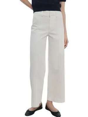 Mango Seamed High-waist Wide-leg Jeans - White