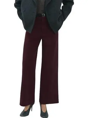 Mango Seamed High-waist Wide-leg Jeans - Wine
