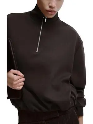 Mango High Neck Balloon Sweatshirt - Chocolate