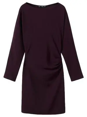Mango Ruched Minidress - Wine