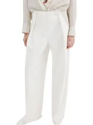 Mango Pleated Wide-leg Pants - White