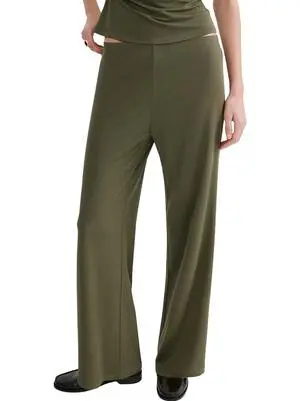 Mango Pull-on Straight Leg Trousers - Khaki Green