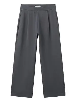 Mango Pleated Straight-leg Cotton Blend Trousers - Blue