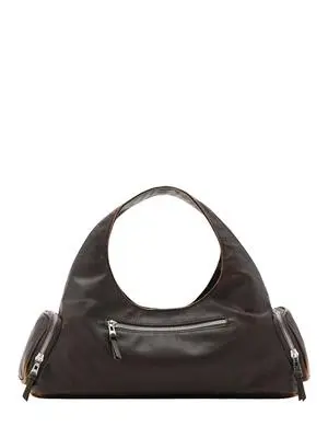 Mango Faux Leather Shoulder Bag - Brown