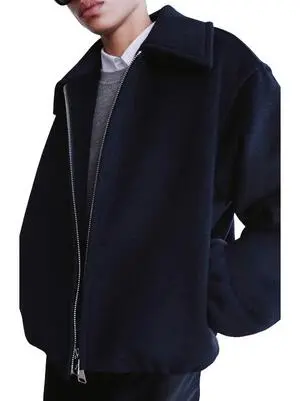 Mango Wool Blend Jacket - Navy