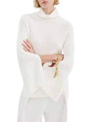Mango Bell Sleeve Turtleneck Sweater - Off White