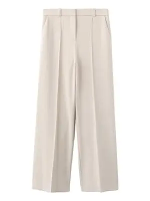Mango Pleated Straight Leg Trousers - Ivory White