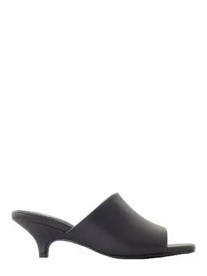 THERAPY AUSTRALIA Nassau Square Toe Kitten Heel Mules - Black Pu