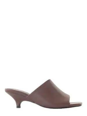 THERAPY AUSTRALIA Nassau Square Toe Kitten Heel Mules - Chocolate Pu