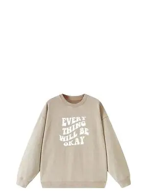 LEZAT Sammie Cotton Sweatshirt - Beige Everything Will Be Ok