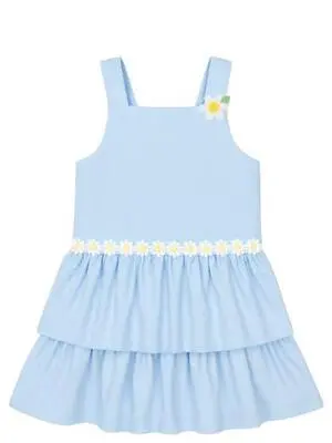 FLORENCE EISEMAN Piqué Sleeveless Dress With Daisies - Light Blue