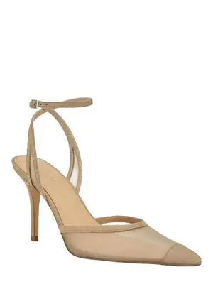 Calvin Klein Ozala Ankle Strap Pumps Light Natural Mesh
