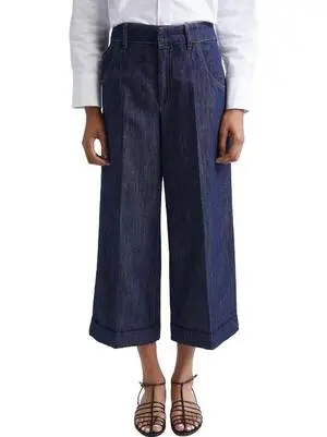 Max Mara Efedra Crop Wide-leg Denim Pants - Midnight Blue