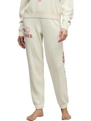 Barefoot Dreams Smiley Sun Stars Cozychic Ultra Lite® Joggers - Cream-light Poppy Red