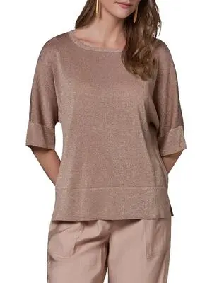 Donna Karan New York Metallic Elbow-length Sleeve Sweater - Umbria