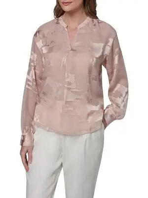 Donna Karan New York Satin Jacquard Top - Snow Petal