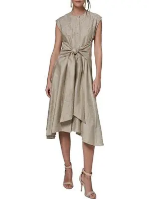 Donna Karan New York Embroidered Handkerchief Hem Midi Dress - Tuscan Grey