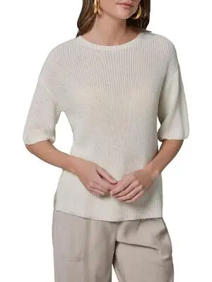 Donna Karan New York Sequin Elbow-length Sleeve Sweater - Cream