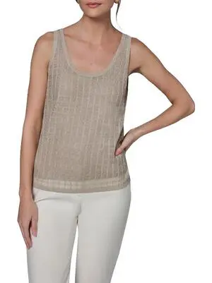 Donna Karan New York Grid Pattern Sweater Tank - Tuscan Grey