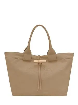Longchamp Le Roseau Large Cotton Canvas Tote - Desert