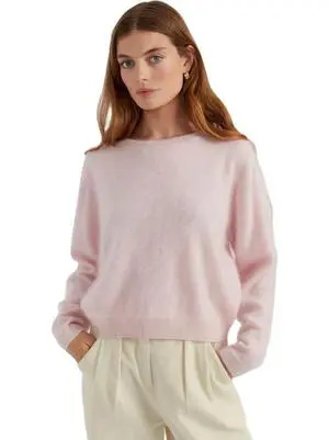 Chinti & Parker Brushed Cashmere Crewneck Sweater - Peachy Pink
