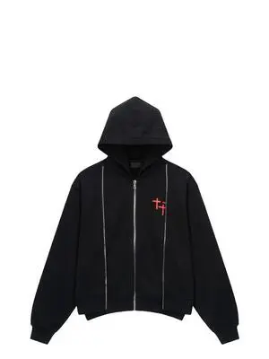 RtA Planetary Layered Zip Graphic Hoodie - Black Planetary