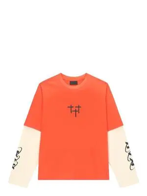 RtA Loris Double Layer Logo Graphic T-shirt - Orange Planetary