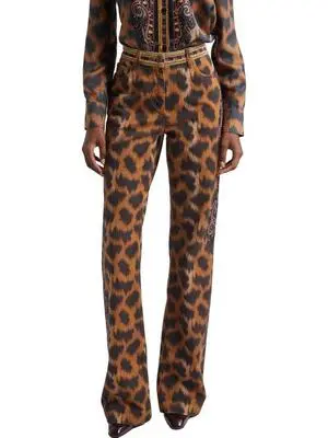 Etro Animal Print Bootcut Jeans - Dark Brown