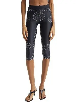 Coperni Mantra Print Cycling Capri Leggings - Black Blk