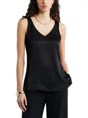 Nordstrom Satin Shell Top Black