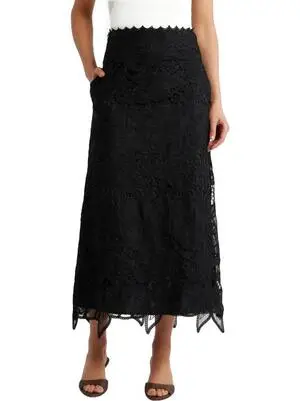 CIEBON Lori Lace Midi Skirt - Black