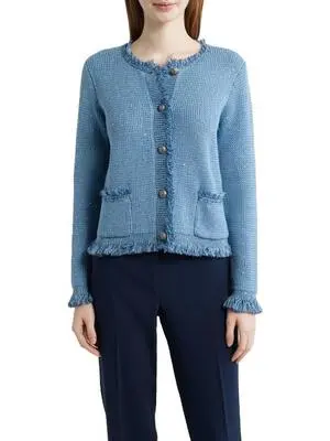 Kobi Halperin Kailey Sequin Fringe Cardigan Blue