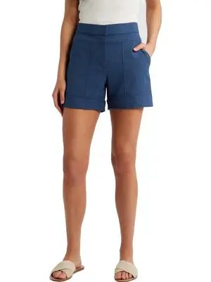 Wit & Wisdom Seamed High-Waist A-Line Shorts Ensign Blue