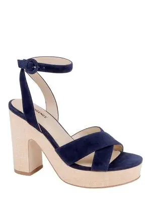 L'Agence Platform Sandal With Ankle Strap - Midnight Suede