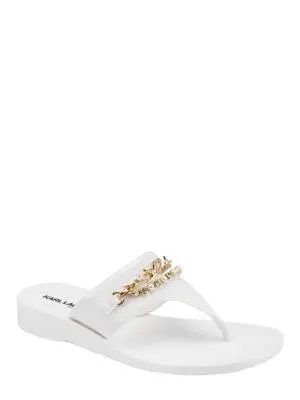 Karl Lagerfeld Paris Vesperina Embellished Flip Flop - Bright White