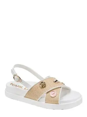 Karl Lagerfeld Paris Harlan Embellished Slingback Sandal - Natural/bright White
