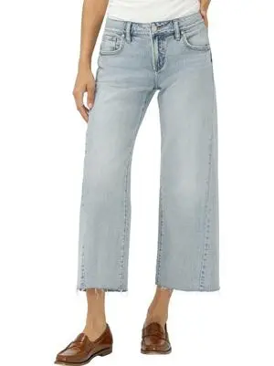 SILVER JEANS CO. Suki Curvy Ankle Wide Leg Jeans With Raw Hem - West End