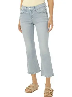 SILVER JEANS CO. Suki Curvy Raw Hem Kick Flare Jeans - Bass Rock