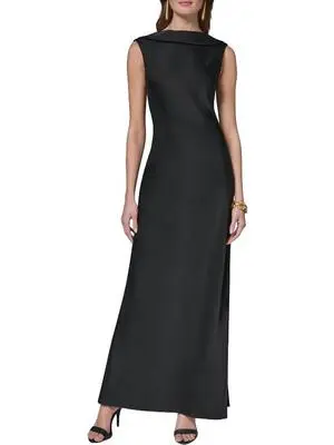 Donna Karan New York Ruffle Satin Gown - Black