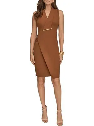 Donna Karan New York Sleeveless Crepe Sheath - Cognac