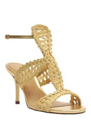 AREZZO Ciara Ankle Strap Sandal - Beige Knit/gold