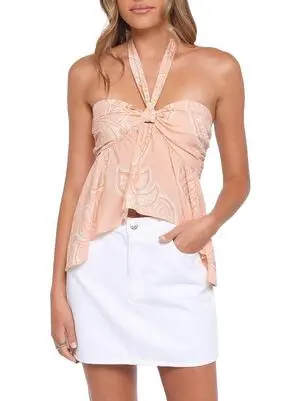 PETAL & PUP Klara Halter Top - Peach Floral