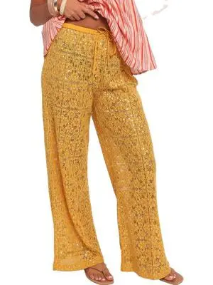 PETAL & PUP Jacinta Sequin Lace Pants - Mango