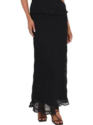 PETAL & PUP Shirred Maxi Skirt - Black