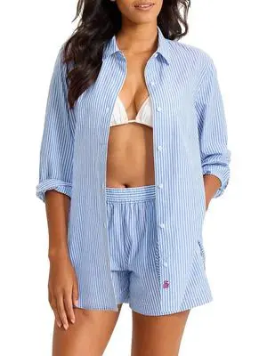Tommy Bahama Striped Cotton Button-up Shirt - Victoria Blue