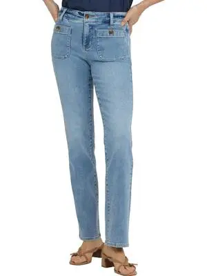 NYDJ Marilyn Straight Leg Jeans With Patch Pockets - Mist Springs