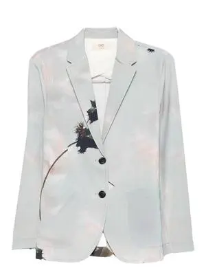 SISSIOTTOSTYLE Printed Single-breasted Blazer Jacket - Grey