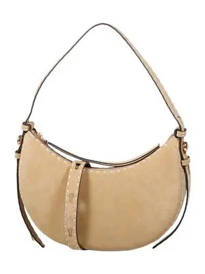 Tory Burch Romy Half Moon Leather Shoulder Bag - Beige