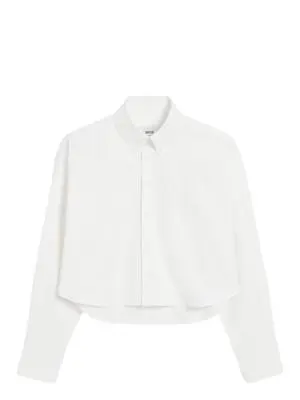 Ami Cotton Cropped Shirt - White